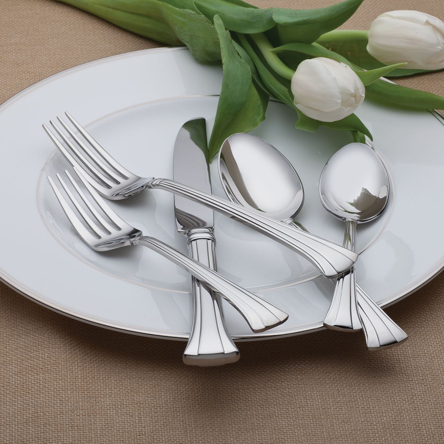 Waterford Flatware Sets WATERFORD BRAYTON BEAD STAINLESS FLATWARE 45